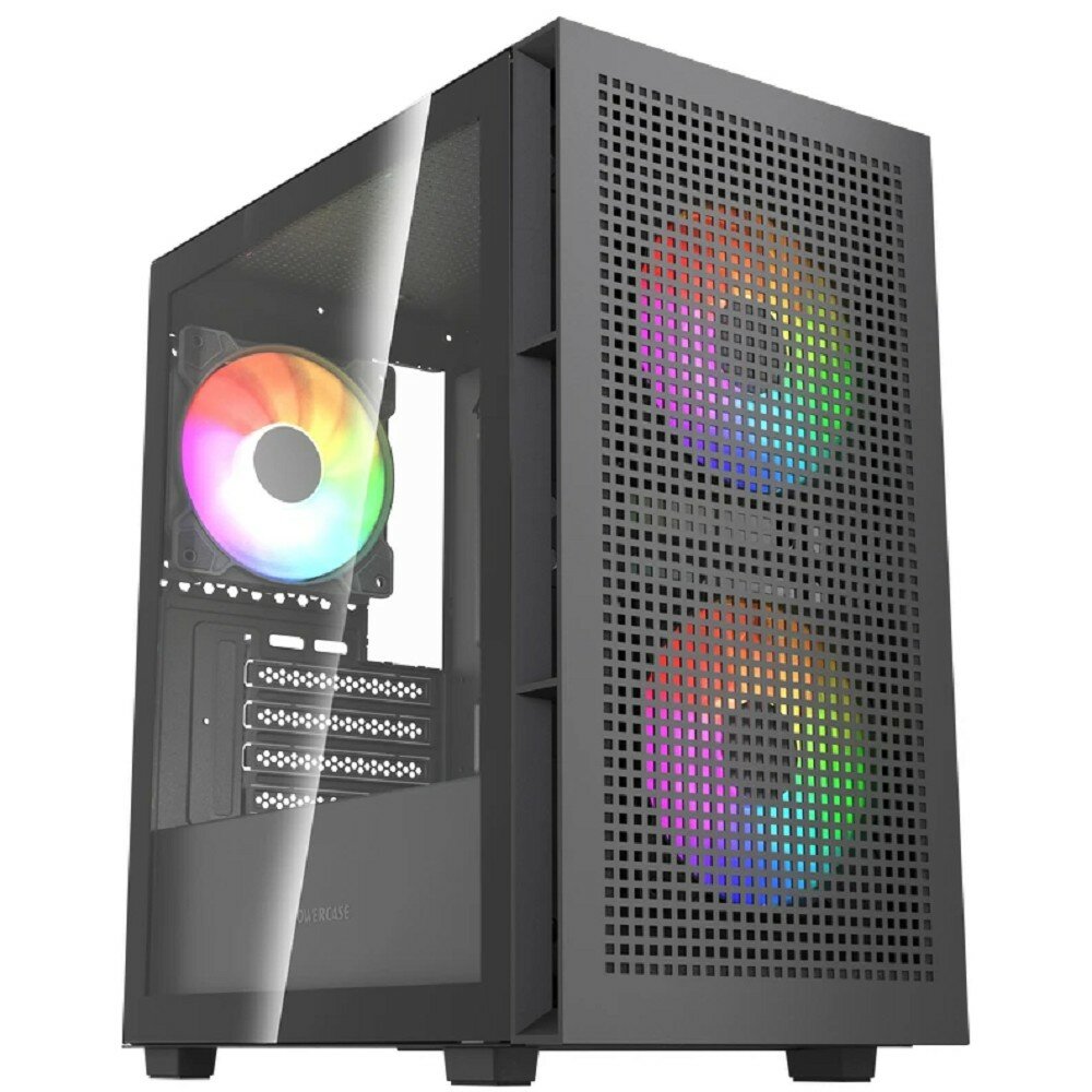 Powercase Корпус Корпус Mistral SM05 ARGB, Tempered Glass, 3x120mm ARGB PWM fans, чёрный, mATX CMMSM05B-A3