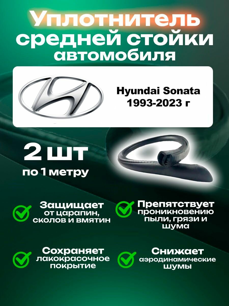 Уплотнитель средней стойки автомобиля Hyundai Sonata 1993-2023 г, Хендай Соната - 2 штуки, междверный