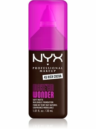 Тональный крем NYX Professional Makeup Make Em Wonder, оттенок 45 богатый какао, 30 мл