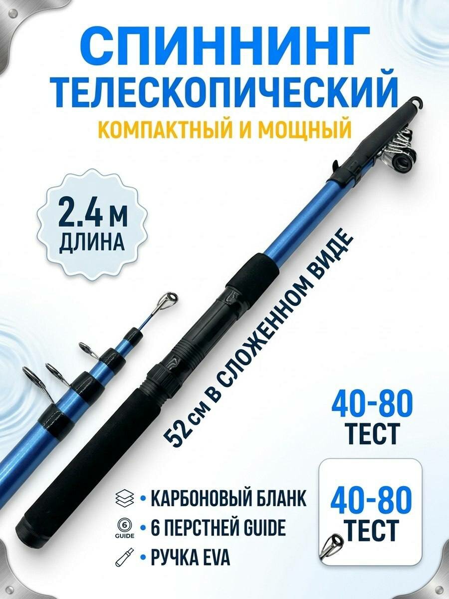 Спиннинг, рабочая длина 240 см, до 80 гр.