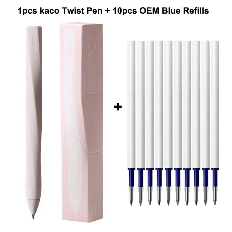 Ручка KACO Twist Розовая + 10 синих сменных стержней