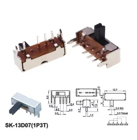 Ползунковый переключатель SK-13D07(1P3T), 20шт
