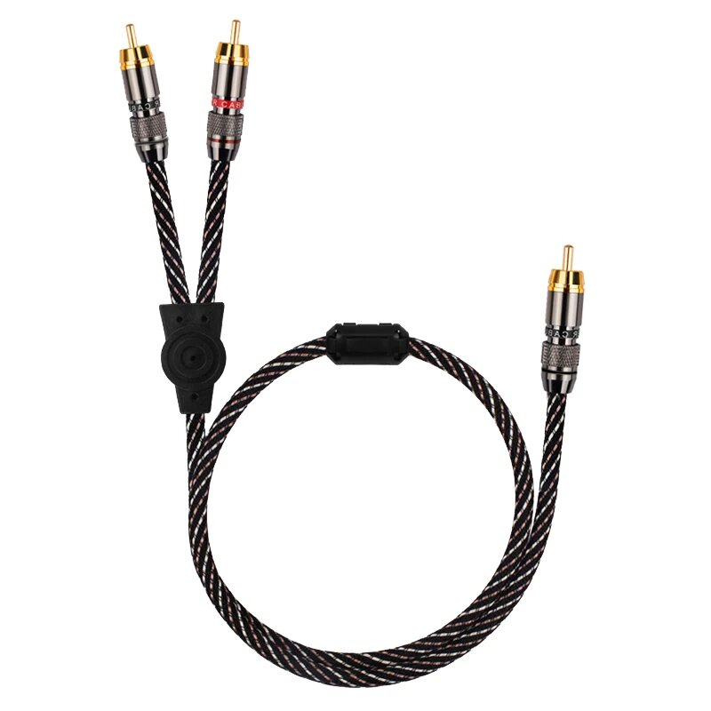 Черный Аудио Кабель RCA Male на 2x RCA Male 5м Hi-Fi Провод для Компьютерной Колонки