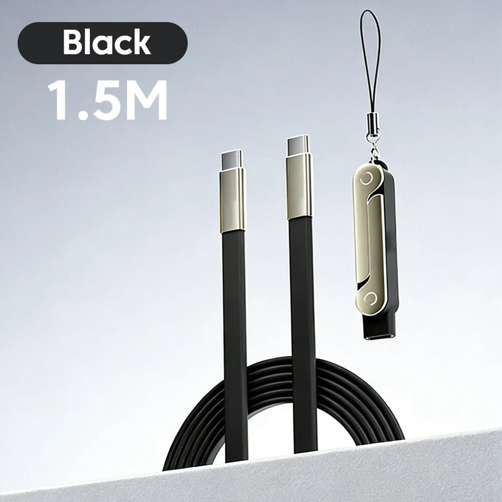 Черный кабель USB-C - Type-C 1.5M со складным адаптером