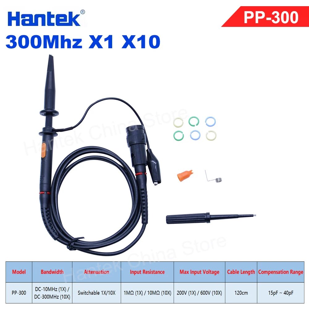 Hantek PP-300 300MHz X1 X10 щуп для осциллографа