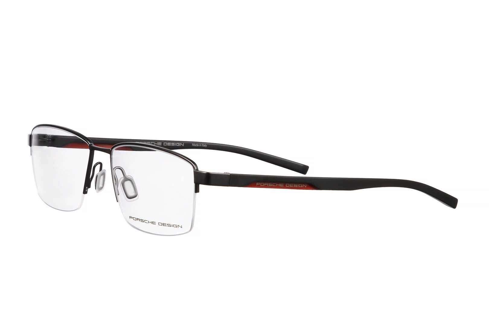 Оправа для очков Porsche Design P8745 B, прямоугольная, серая, полуободковая, металл/титан
