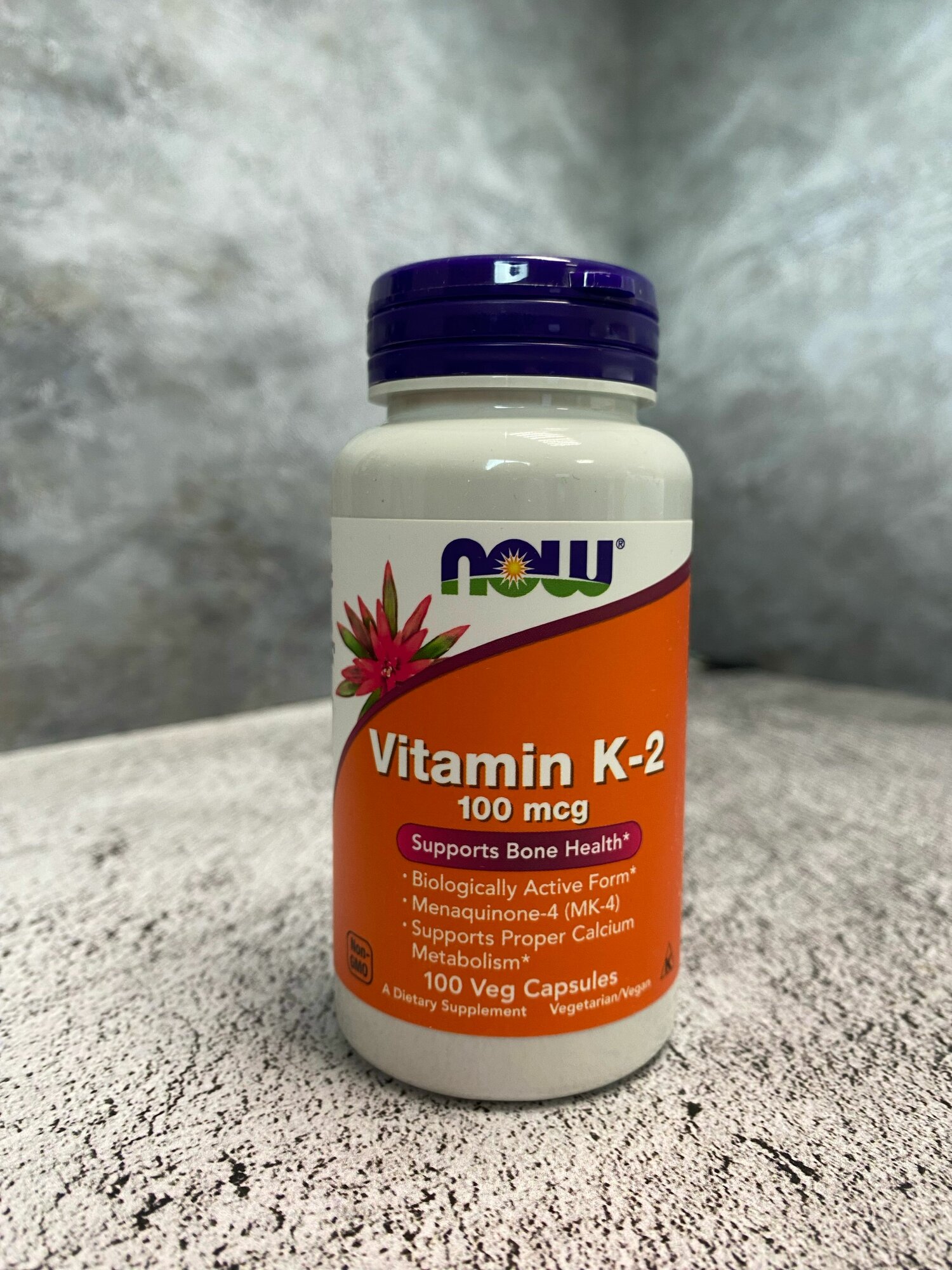 NOW Foods Vitamin K2, 100 mcg, Нау Фудс Витамин K2, 100 мкг, 100 растительных капсул