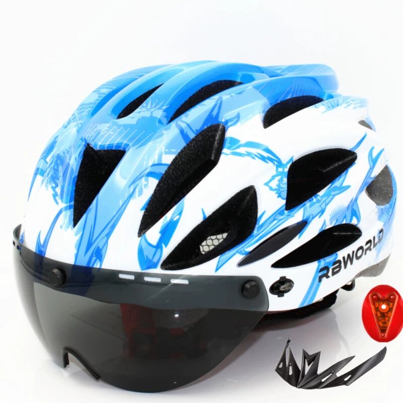MTB велосипедный шлем с LED-подсветкой, магнитная линза (серая линза, 1 комплект), совместим с очками, унисекс