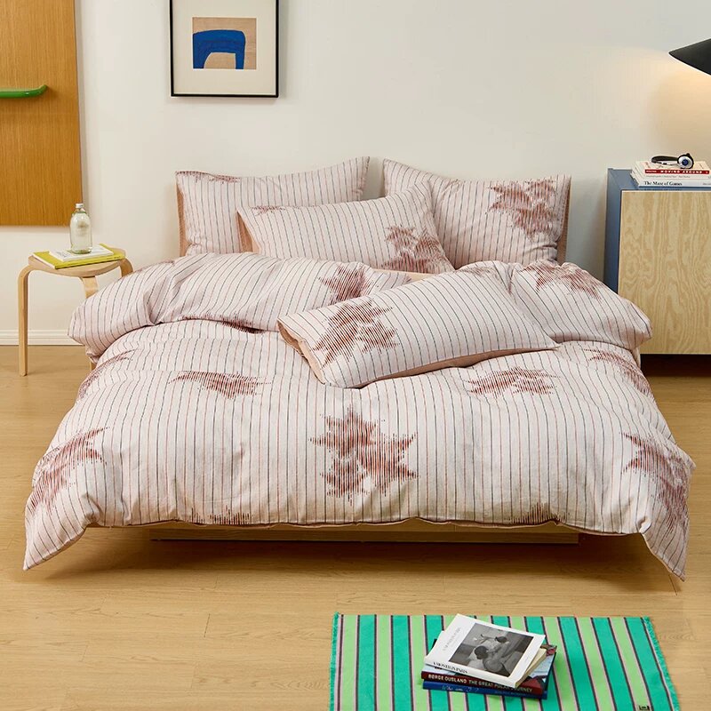 Misu Vitality Stripesd хлопковое двухслойное марлевое пододеяльник, одинарное хлопковое пододеяльник, цельное одеяло