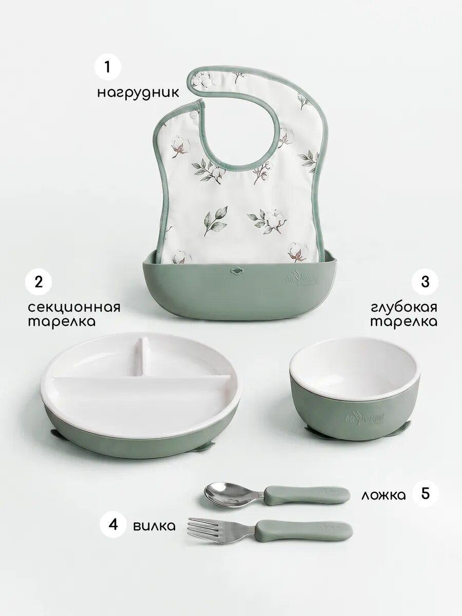 Набор для кормления детский Miyoumi, керамический 5 предмета — фото 1