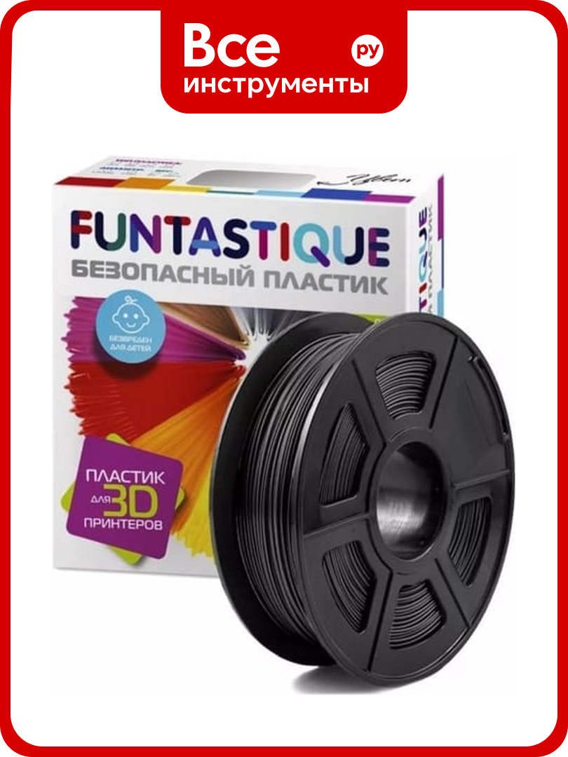 Пластик в катушке FUNTASTIQUE abs, 1.75 мм, 1 кг, черный ABS-1KG-BK, Кроме того этот пластик легко и быстро сохнет
