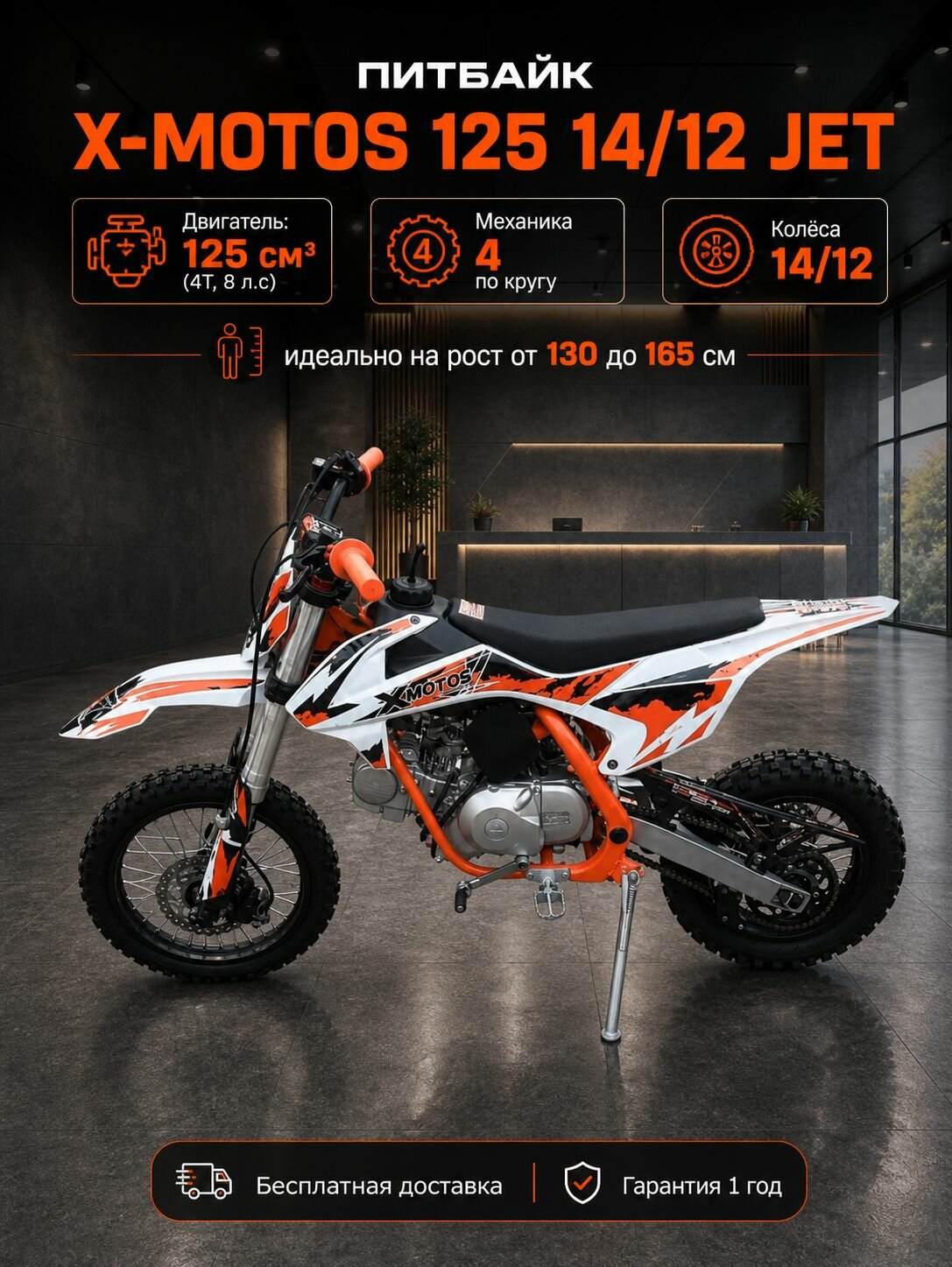 Питбайк X-MOTOS 125 14/12 JET механика