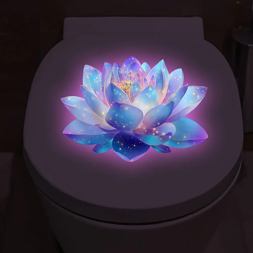 Светящаяся синяя наклейка для унитаза с лотосом Radiant For Lotus