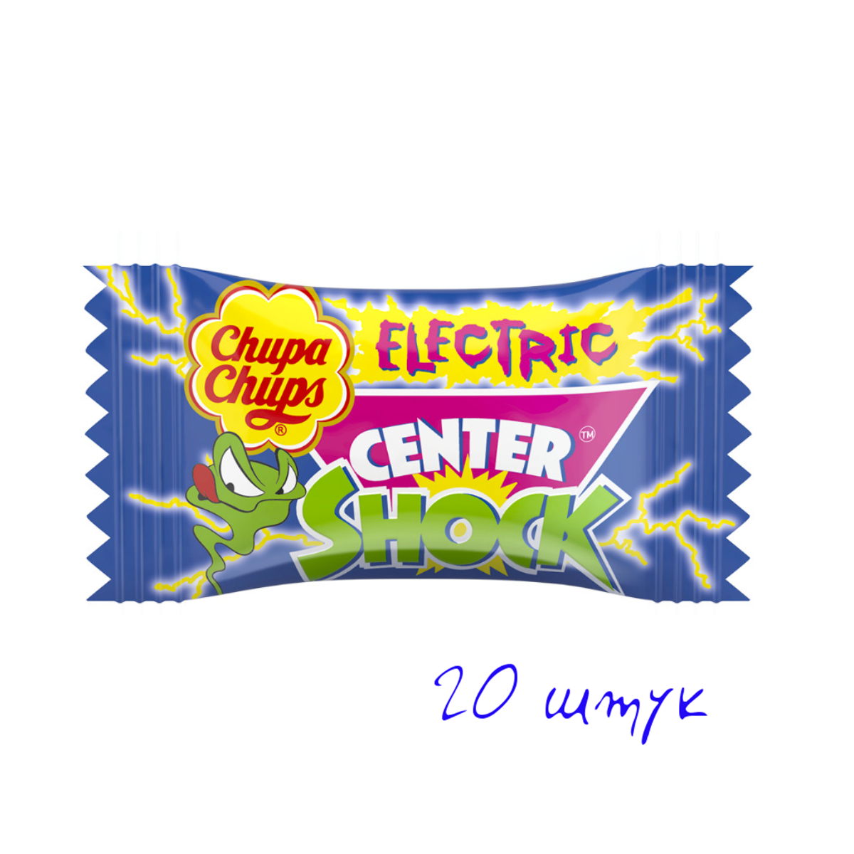 Жевательная резинка Chupa Chups Center Shock Electric / Чупа-Чупс Центр Шок Электрик, 20 шт. по 4 грамма