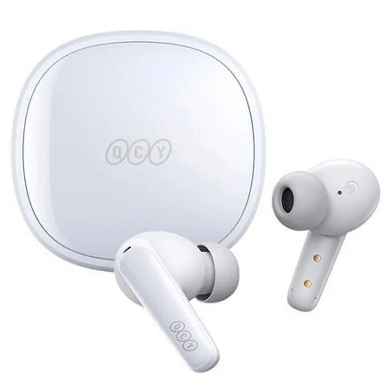 QCY Наушники беспроводные с микрофоном, Bluetooth, USB Type-C, белый