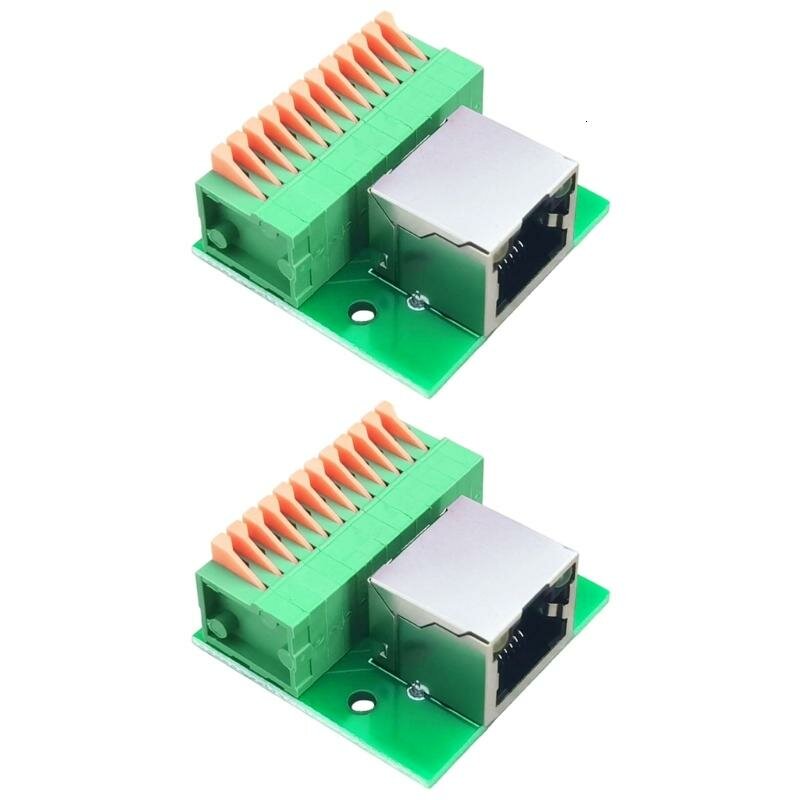 Блок клеммных колодок RJ45 для DIN-рейки с индикацией, 2шт