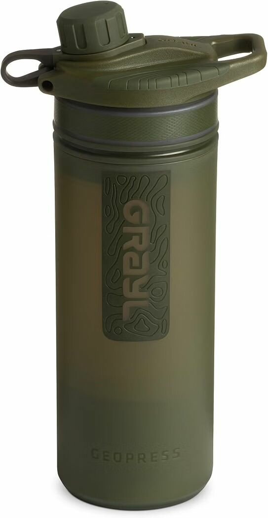 Фильтр-бутылка Grayl GeoPress 710 мл Olive Drab походный фильтр для очистки воды от вирусов, бактерий, простейших, тяжелых металлов и микропластика