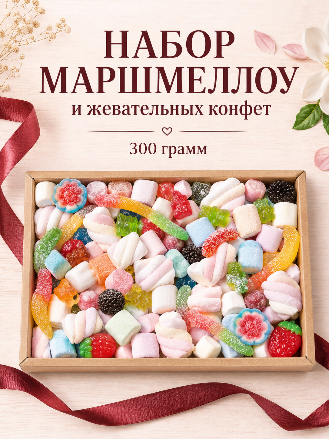 Подарочный набор "Орешек Брюс", мармелад и маршмеллоу, 300 гр, ассорти вкусов