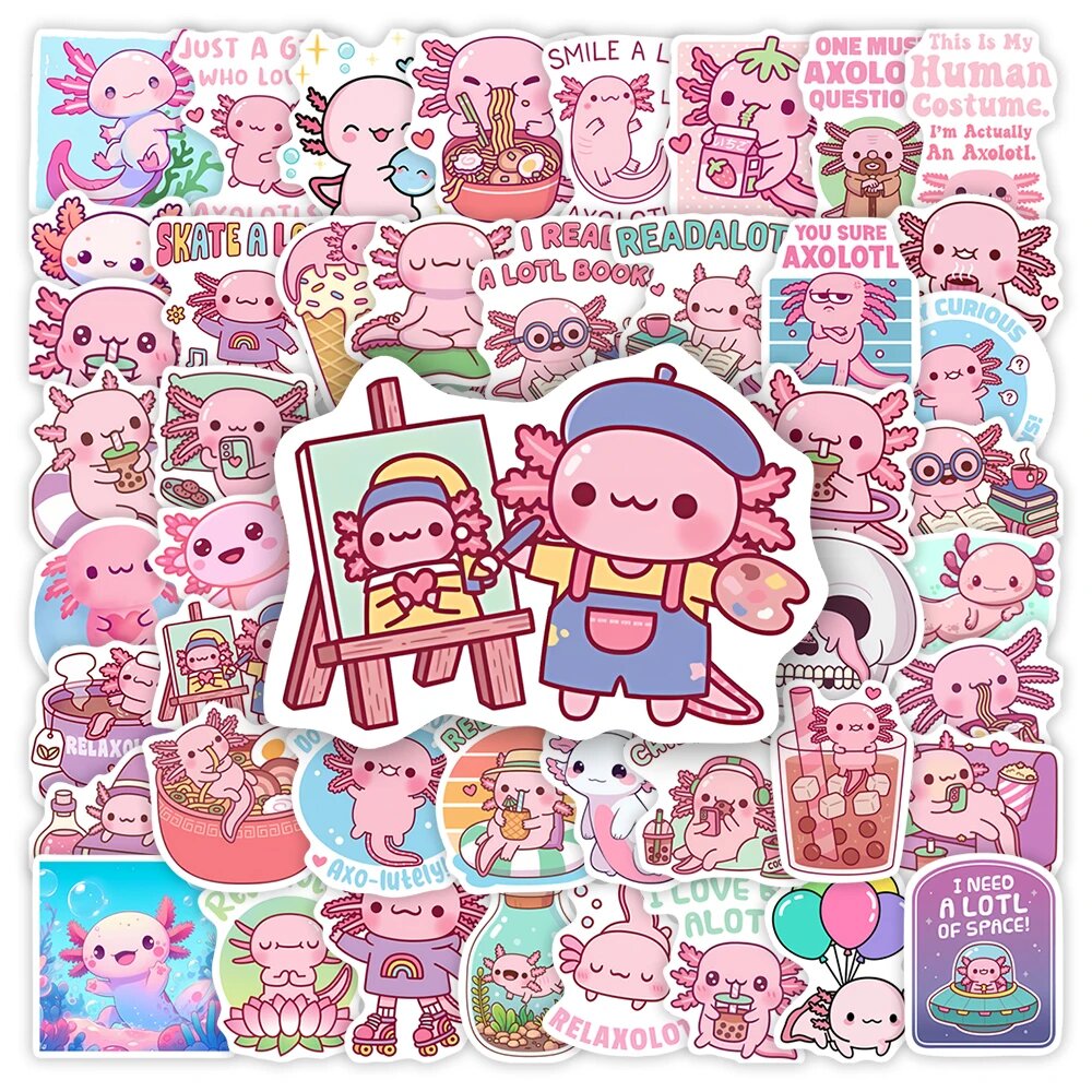 Набор наклеек аксолотль винил 100 шт 10pcs-RANDOM