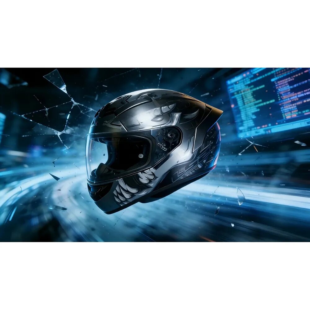 LS2 Мотошлем, цвет: черный, размер: XL