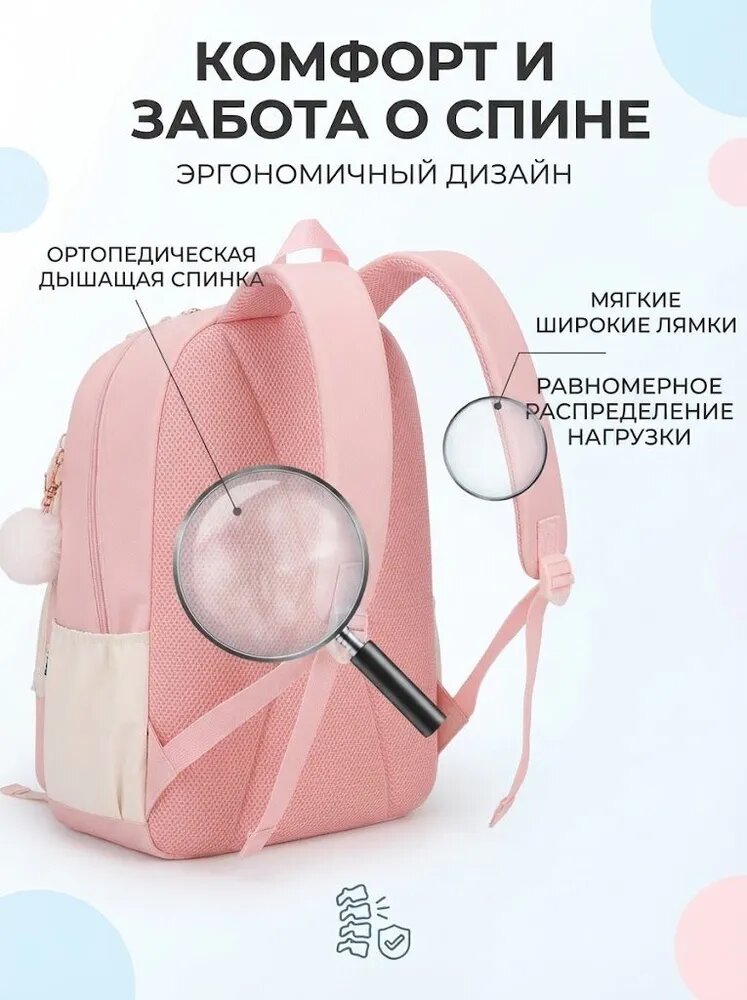 Школьный набор рюкзак 3 в 1 голубой для девочек эргономичный водоотталкивающий — фото 1