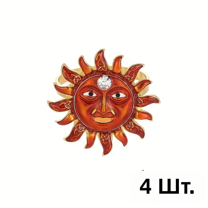 Кольца для салфеток красные, 4 шт, прочные металлические, в форме солнца, для украшения стола на Рождество, вечеринки, свадьбы и банкеты