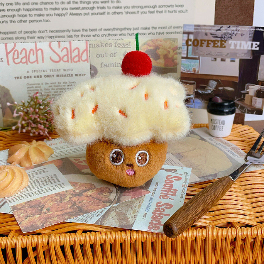 Игрушка мягкая foodinspired с наполнением из пп хлопка для игр и комфорта вишневая облачная торт