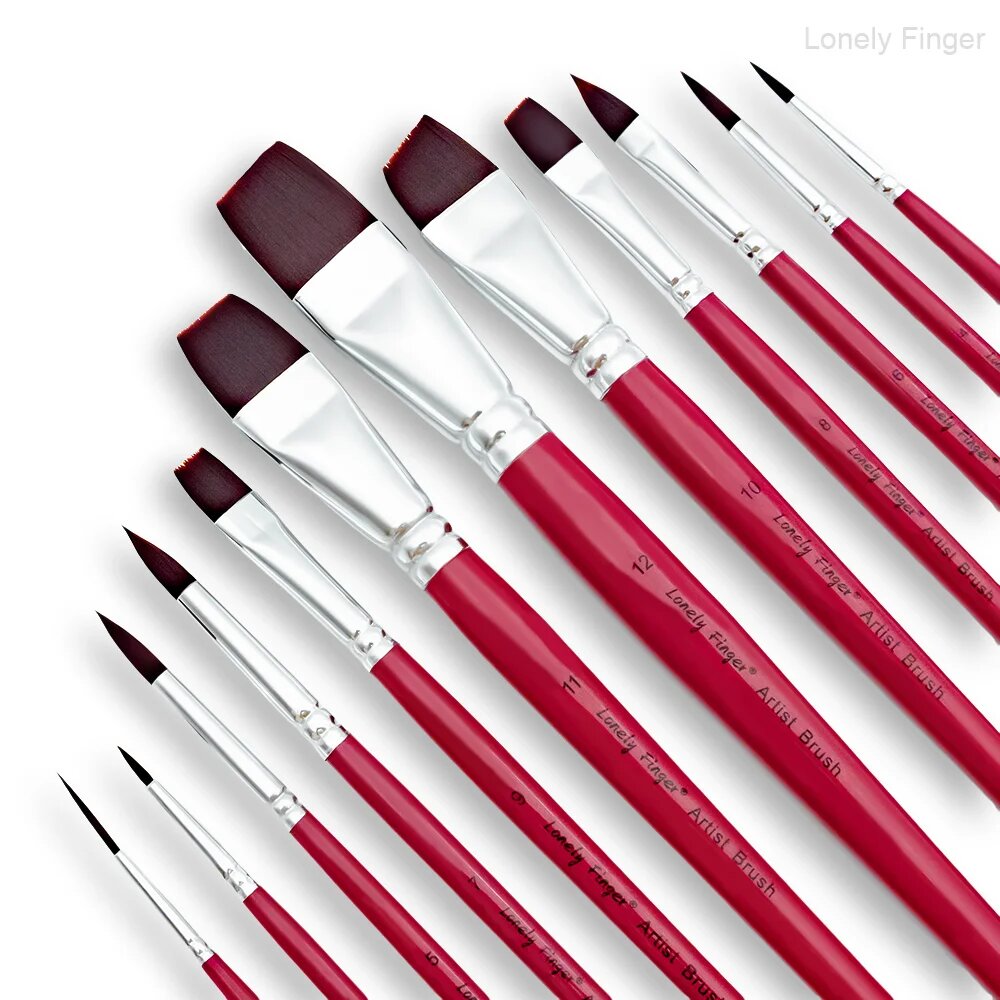 Набор кистей для аквагрима Lonely Finger 12/24 шт. 12pcs Rose Red