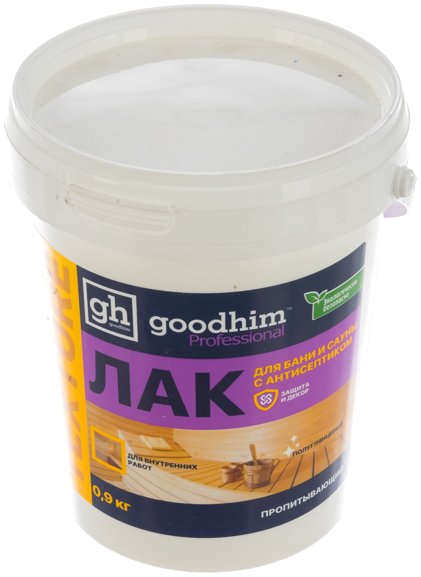 Goodhim Лак пропитывающий для бани и сауны полуглянгцевый TEXTURE 500 - 0,9кг Готовый продукт 28099