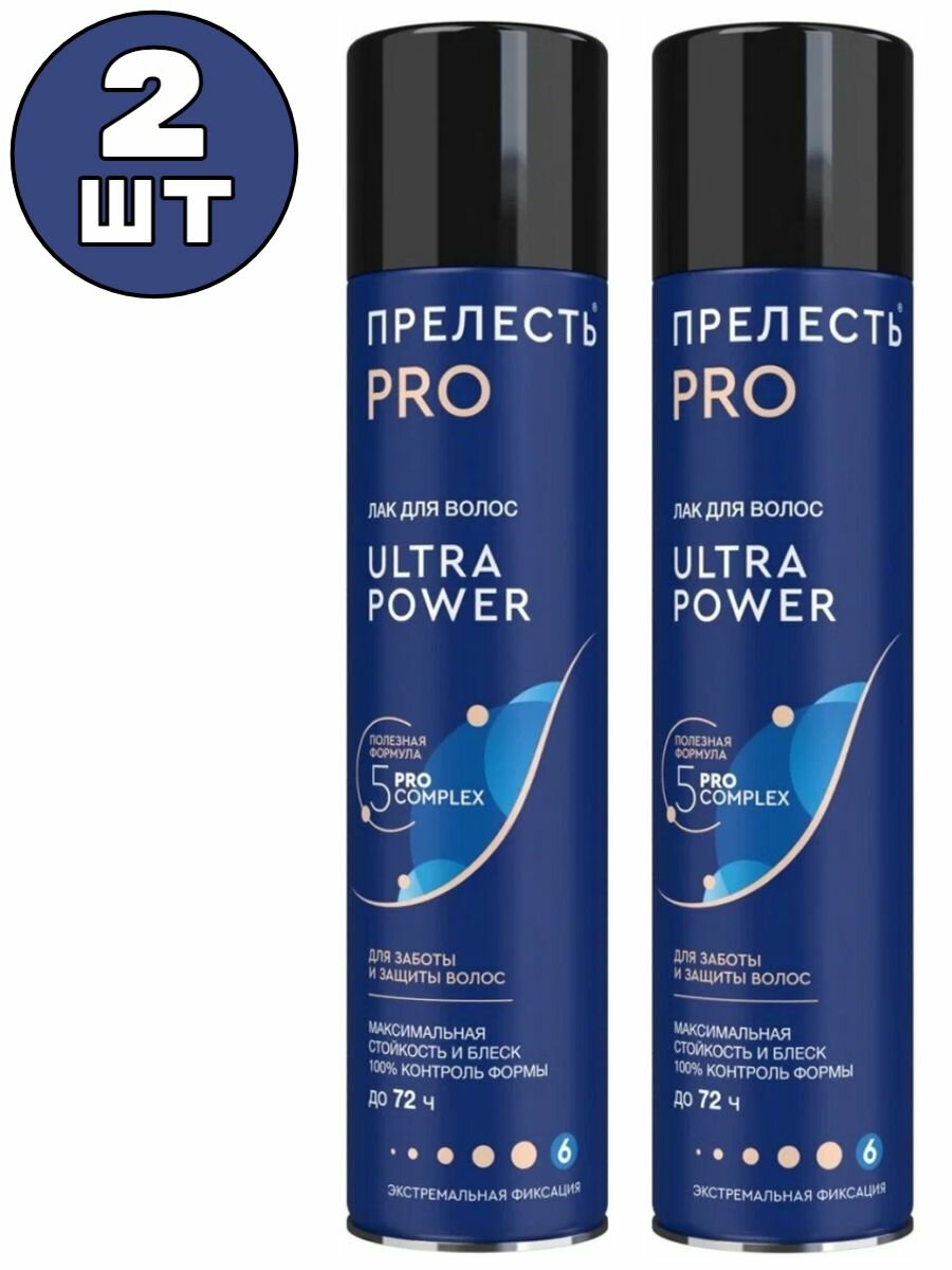 Прелесть PROFESSIONAL Лак для волос Ultra Power, экстремальная фиксация, 300 мл, 2 шт