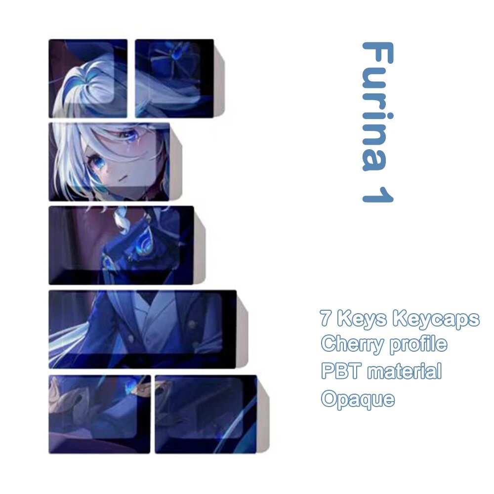 Genshin Impact Keycaps Chiori Arlecchino Furina PBT 7 клавиш Синий, Furina 1