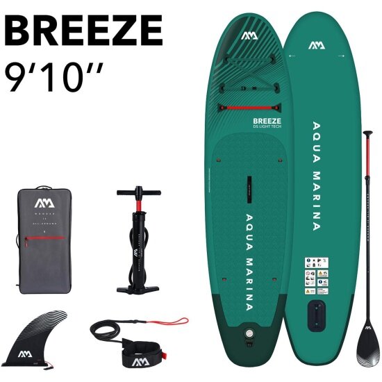 Сапборд для плавания Aqua Marina Breeze 300х76х12см, насос, весло, лиш, киль, ремнабор, сумка, до 100кг