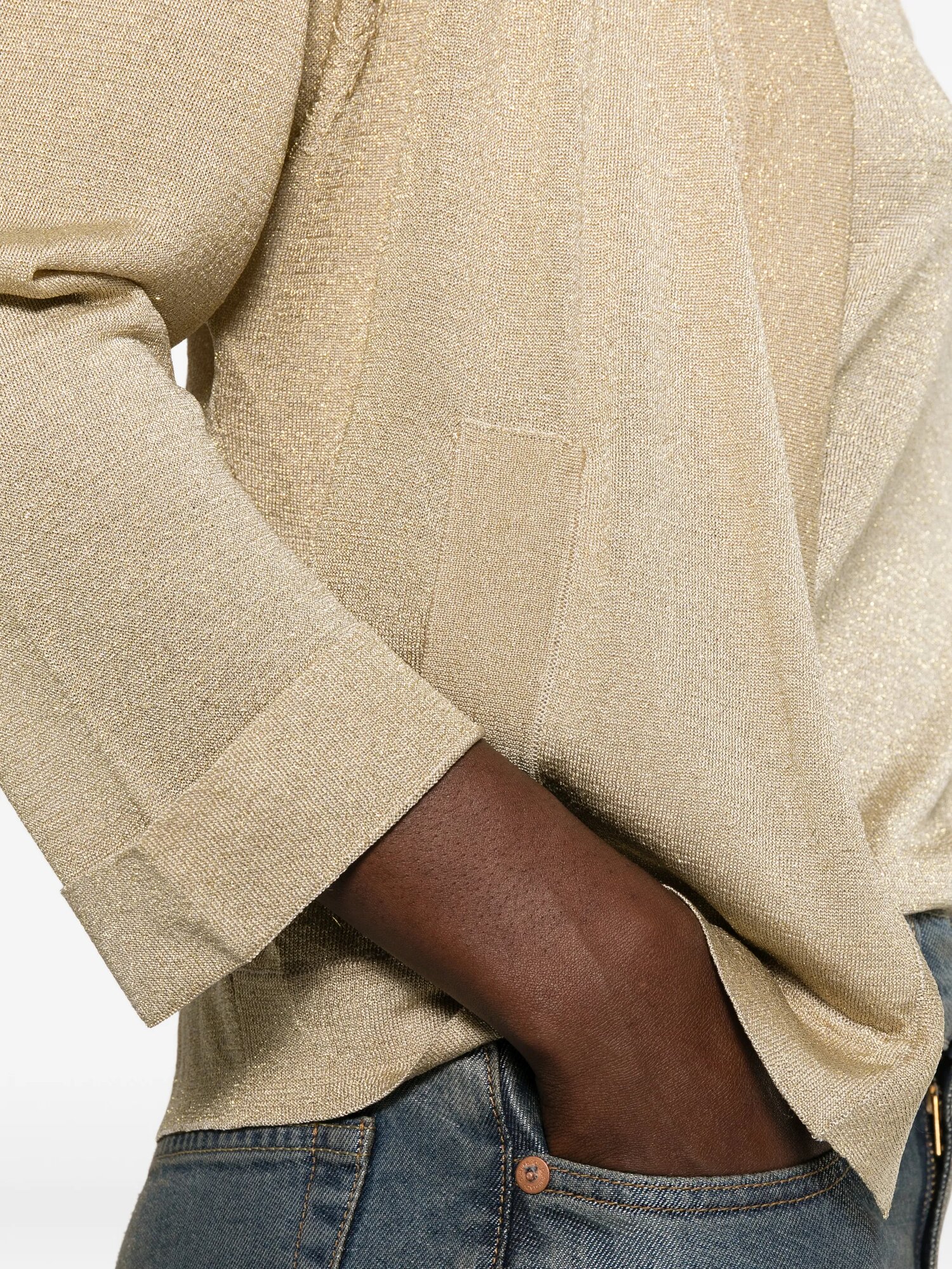 Кардиган Snobby Sheep Metallic-effect raglan-sleeve cardigan, размер 40, золотистый — фото 1