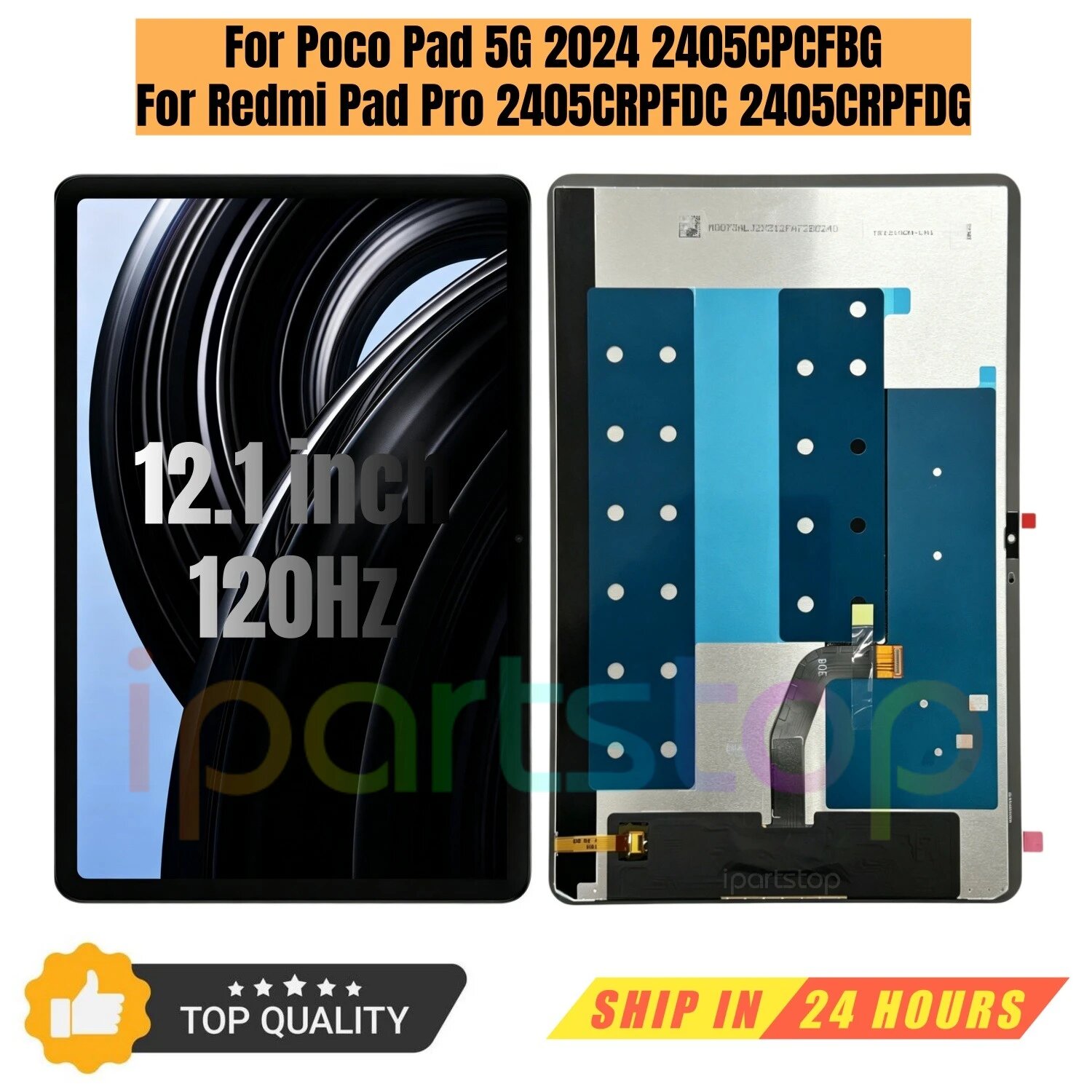 Дисплей iParts для Xiaomi Poco Pad 2024 2405CPCFBG для Redmi Pad Pro 12,1 2405CRPFDC 2405CRPFDG ЖК-сенсорный экран в сборе OEM