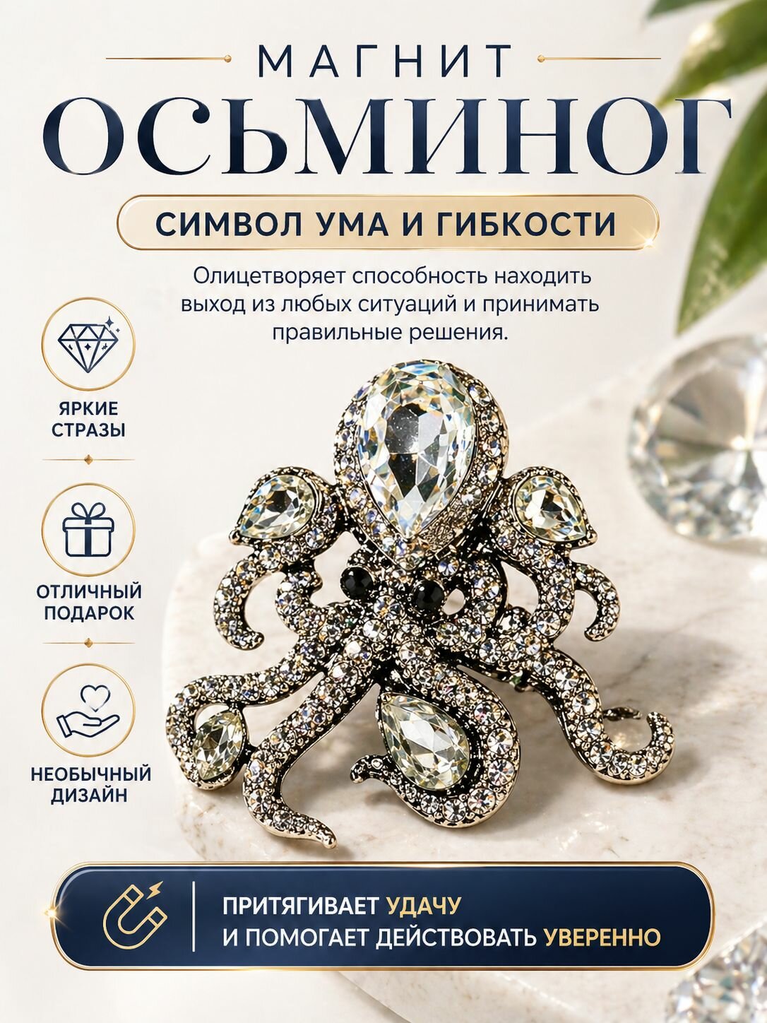 Осьминог фигурка сувенирная магнит