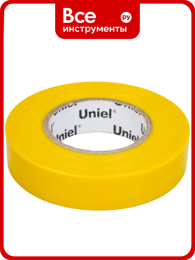 Изоляционная лента Uniel YEL UIT-135P 04506, морозостойкая, огнестойкая, ПВХ‑основа с резиновым клеем