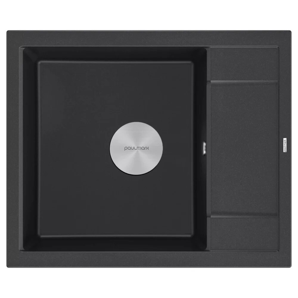 Мойка кухонная Paulmark Flugen 50-600 PM216050-BL 60x50, прямоугольная, мойка для кухни, с крылом, черная, матовая