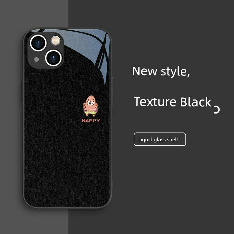 Чехол для iPhone 16 Pro из стекла с принтом Патрик Звезда, матовый черный оттенок, защитная накладка для Apple