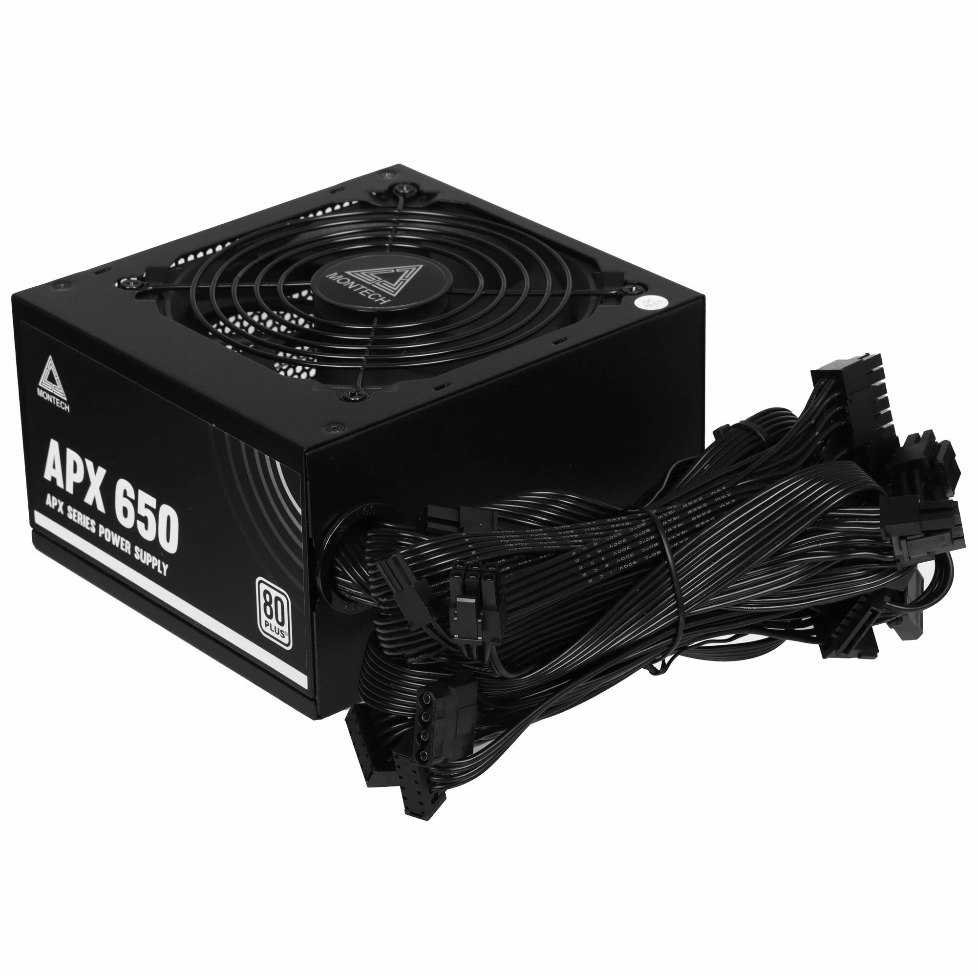 Блок питания Montech APX 650W 80 Plus Standart (XWYA11-650W) черный - ATX 20+4 пин, 4 pin + 4 pin x2 CPU, 6 SATA, 2 x 6+2 pin PCI-E