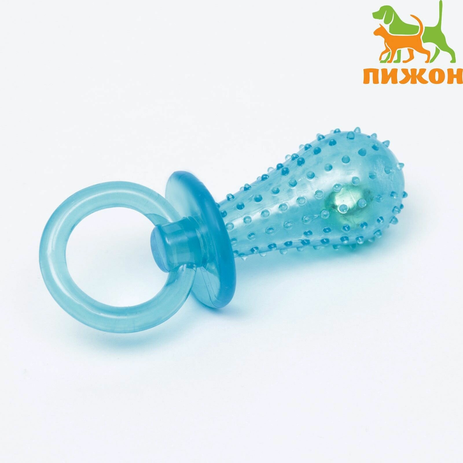 Жевательная игрушка для собак Пижон "Соска", для снятия стресса, термопластичная резина, голубая