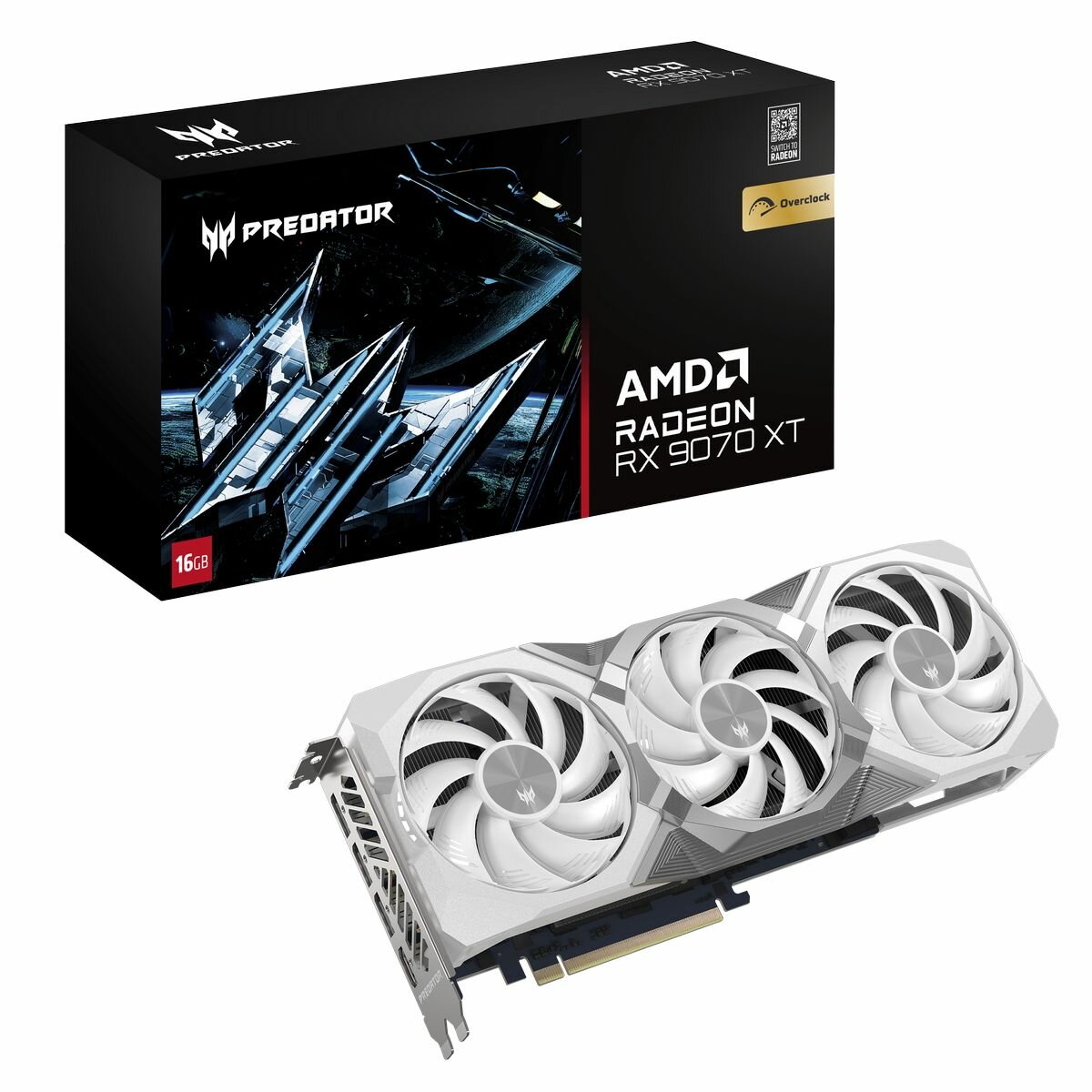 Видеокарта Acer Predator BiFrost AMD Radeon RX 9070 XT White OC, 16 ГБ, GDDR6 (DP. Z4FWW. P02)