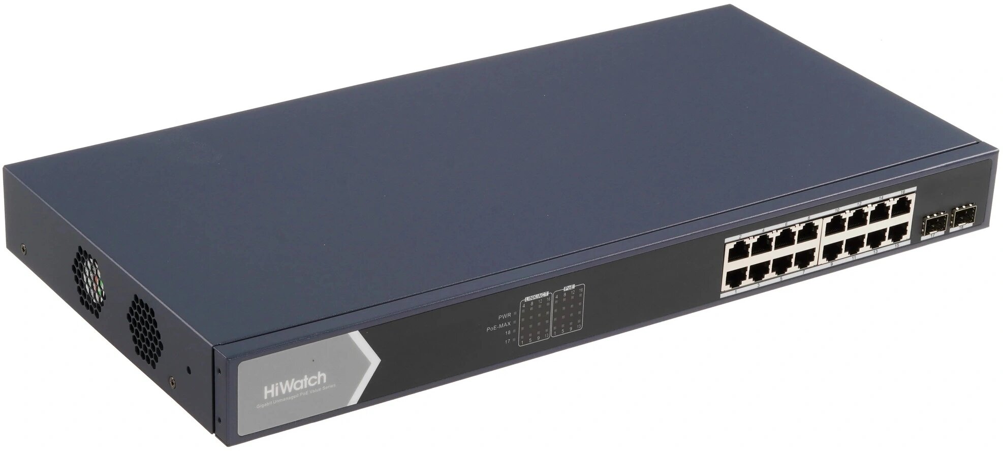 Коммутатор HiWatch DS-S1816GP (L2) 100Мбит/с 1x1Гбит/с 16PoE 125W неуправляемый