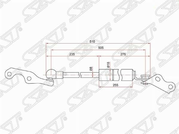 Амортизатор крышки багажника SAT ST-68950-59025 Toyota Vitz 99-05 / Yaris 99-05 правый