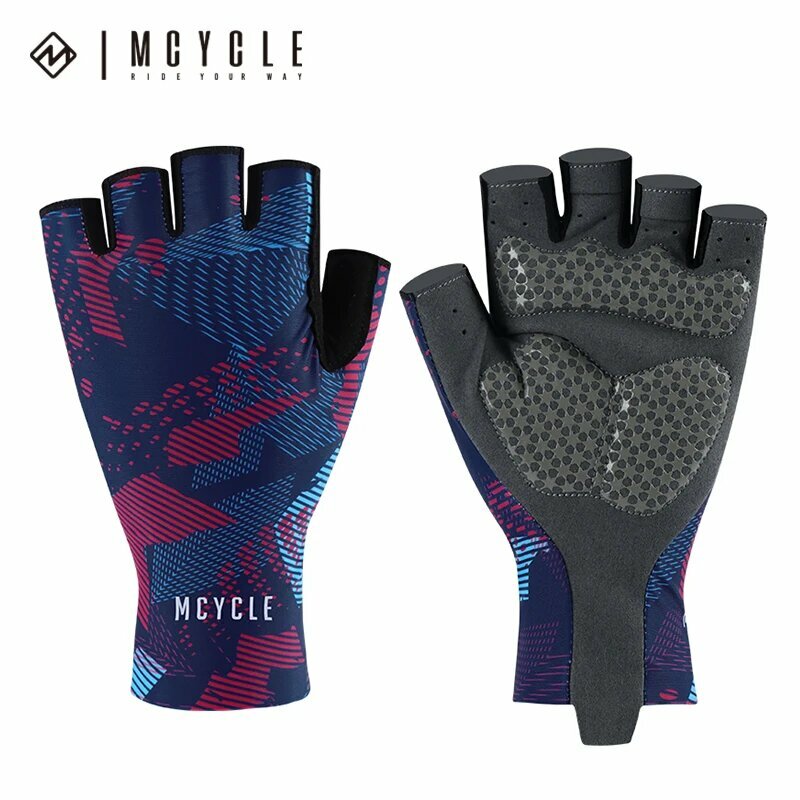 Перчатки вело спортивные полупальцевые Mcycle Blue pink