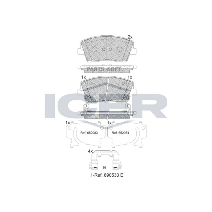 ICER 182368 Колодки торм. диск. передн. KIA STINGER (06/17-)