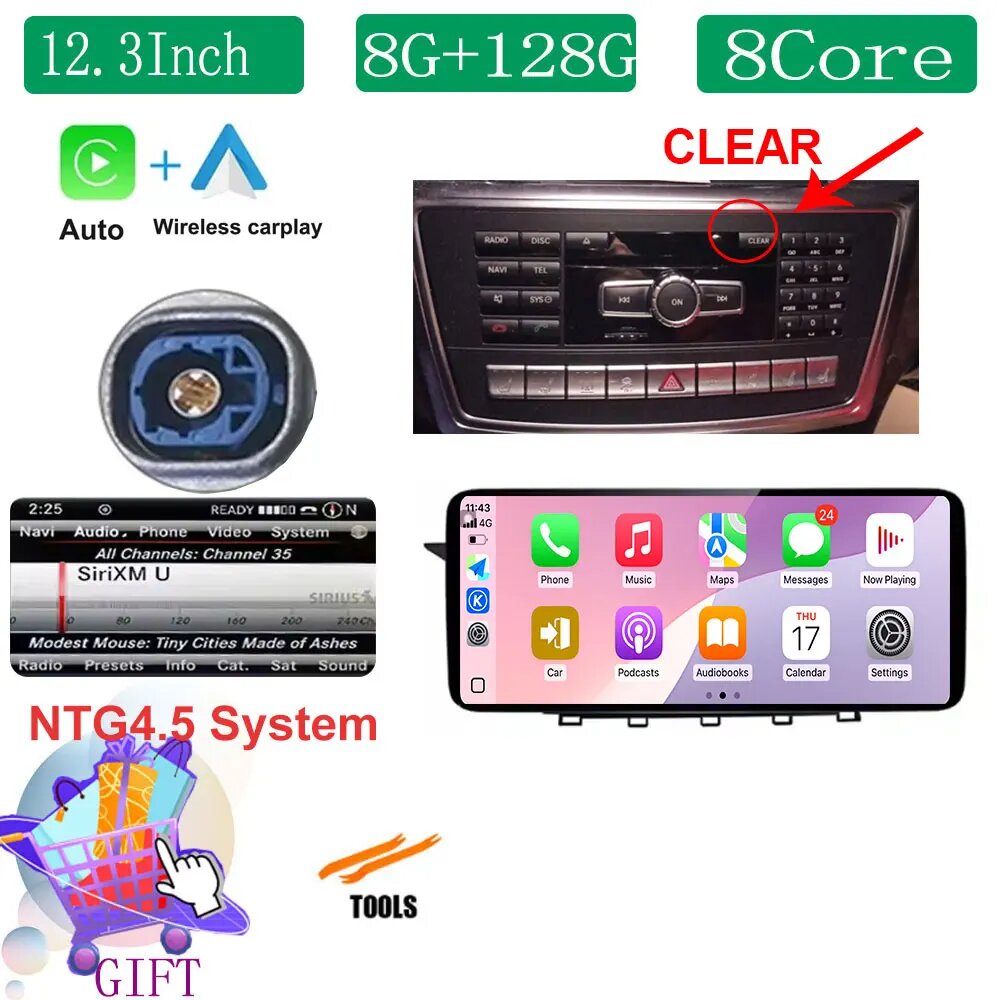 Android 15 Автомагнитола для Mercedes GLK X204 (2013-2015), 12.3", 8G+12