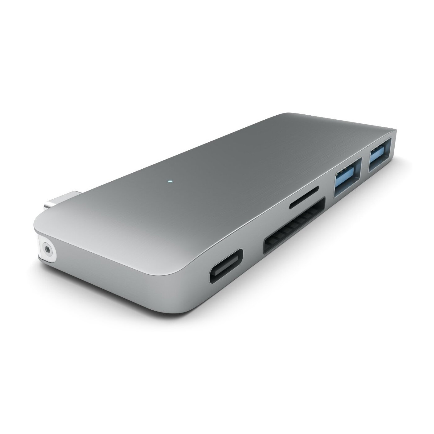 Многопортовый адаптер Satechi Pass-Through с коннектором USB-C (USB-C 49 Вт, 2 USB-A 3.0, SD, microSD) Серый космос / Space Gray