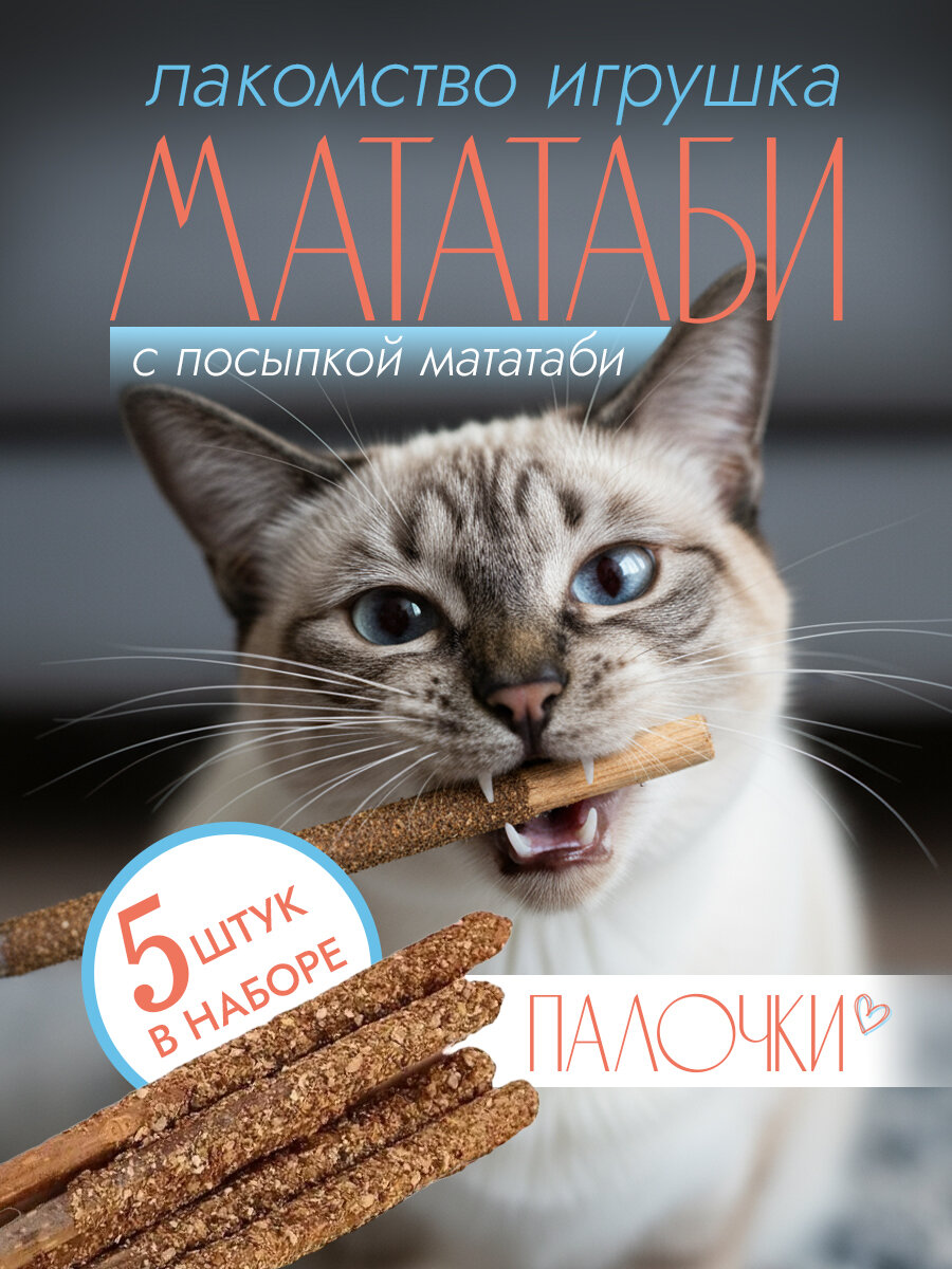 Игрушка для кошек Зоогений Мататаби, антистресс, дерево, 10 штук