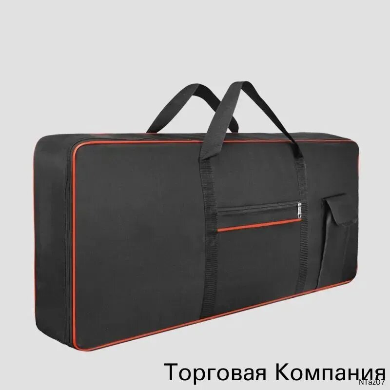Утепленный чехол для клавишных музыкальных инструментов, синтезаторов, пианино, 61 клавиша. 1030х400х150 мм. Ручки, два кармашка. Черный с красным кантом
