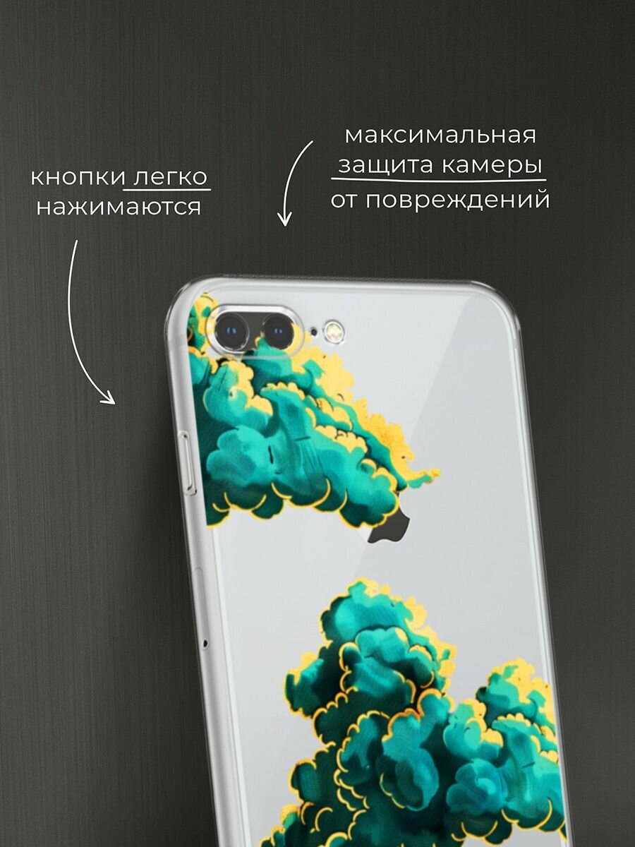 Чехол на Apple iPhone 7 Plus / Айфон 7 Плюс с принтом Звезды с облаками, прозрачный — фото 1